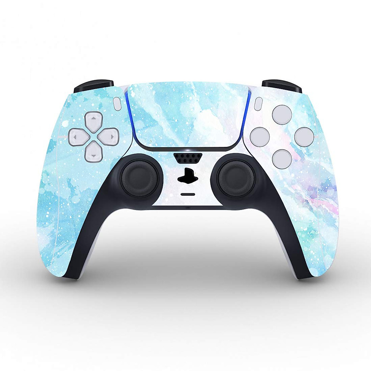 PlayVital Pale Blue Watercolor Full Set Skin Decal for ps5 Console Disc Edition, Sticker Vinyl Decal Cover for ps5 Controller & Charging Station & Headset & Media Remote
