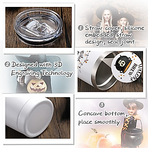 Geiserailie Halloween Funny Gifts Set Halloween Insulated Tumbler with Lid and Straw Halloween Makeup Bags and Spider Thigh High Stockings for Halloween Party Women Friends