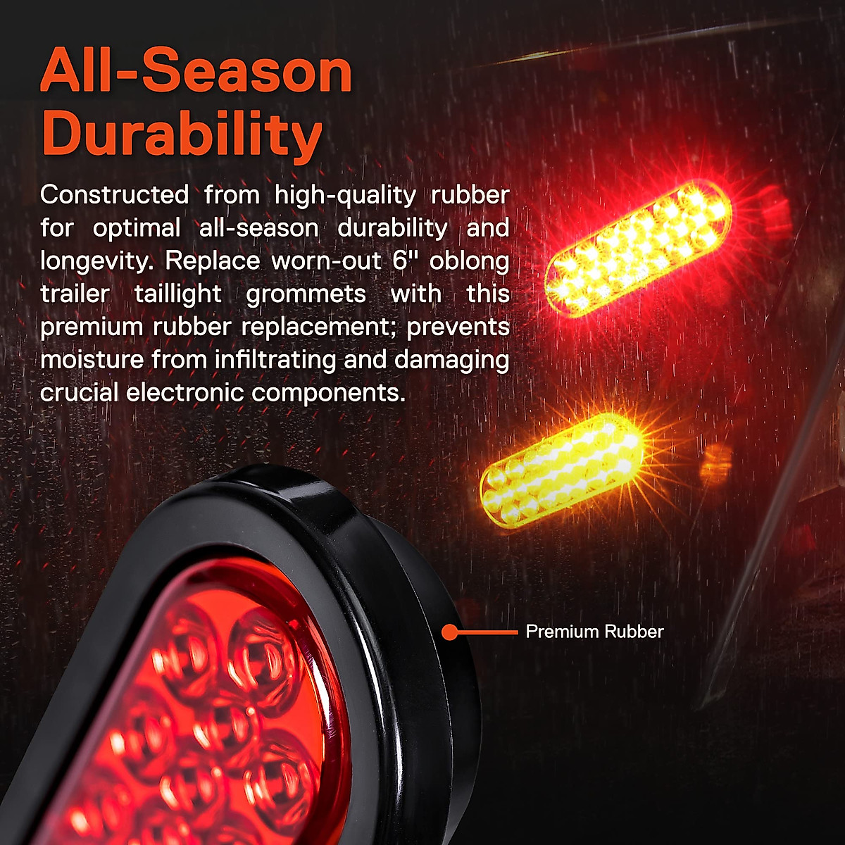 ONLINE LED STORE TRUE MODS Black Rubber Grommet for Universal 6" Oval/Oblong Taillights [Easy Installation] [Durable Rubber] For Trailers RV & Trucks