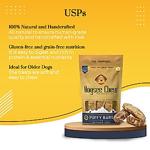 DOGSEE CHEW Puffy Bars | 100% Natural Himalayan Yak Chews | Helps Fight Plaque and Tartar | Maintains a Healthy Coat and Shiny Fur | Ideal for Dogs of All Ages and Breed - 0.15 lb
