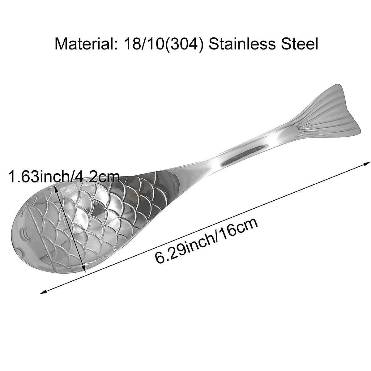 Pinenjoy 4Pcs Silver Fish Spoon 18/10(304) Stainless Steel Asian Soup Spoon Short Handle Spoon for Porridge Cereal Rice