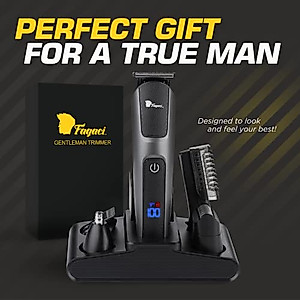 Fagaci Gentle with Skin 5 in 1 Hair Trimmer, Waterproof Ball Trimmer for Men with Turbo Speed, Quick Charge Body Hair Trimmer for Facial, Pubic, Groin, Electric Hair Beard Trimmer for Men Professional