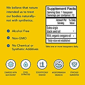 NORTH AMERICAN HERB & SPICE Black Seed Oil - 12 fl. oz. - Cardiovascular, Digestive & Immune Support - Contains Wild, Mediterranean Oreganol P73 Oregano Oil - Non-GMO - 72 Total Servings