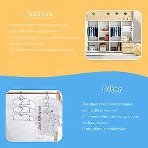 JSF Adjustable Baby Hangers for Baby Girl Boy, 20pcs Toddler Kids Child Nursery Closet Hangers, Non-Slip and Extendable Laundry Infant Hangers for Newborn Clothes (Colourful Bear Hangers)