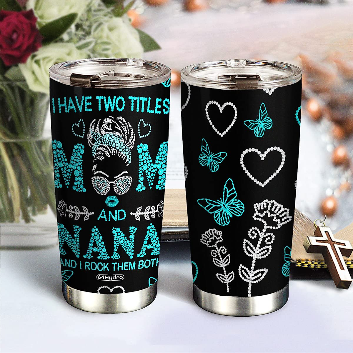 20oz Blue Birthday Gifts for Women, Mom, Grandma, Nana - Gifts for Women Birthday Unique - Inspirational Gifts for Women Tumbler Cup with Lid, Double Wall Vacuum Insulated Travel Coffee Mug
