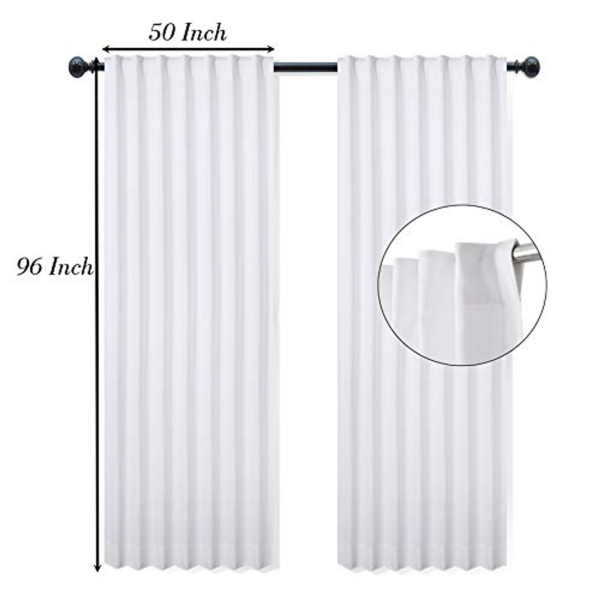 96 inch Curtains,White Cotton Curtains,White Curtains, Curtains & Drapes,Drapes,Farmhouse Curtains for Living room,Tab Top Curtains,Curtains Tab Top,Living room Curtains,White Curtains Long-50x96