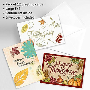 Current Faith Thanksgiving Greeting Cards Set - Themed Religious Holiday Card Variety Value Pack, Set of 12 Large 5 x 7-Inch Cards, Assortment of 12 Unique Designs, Envelopes Included