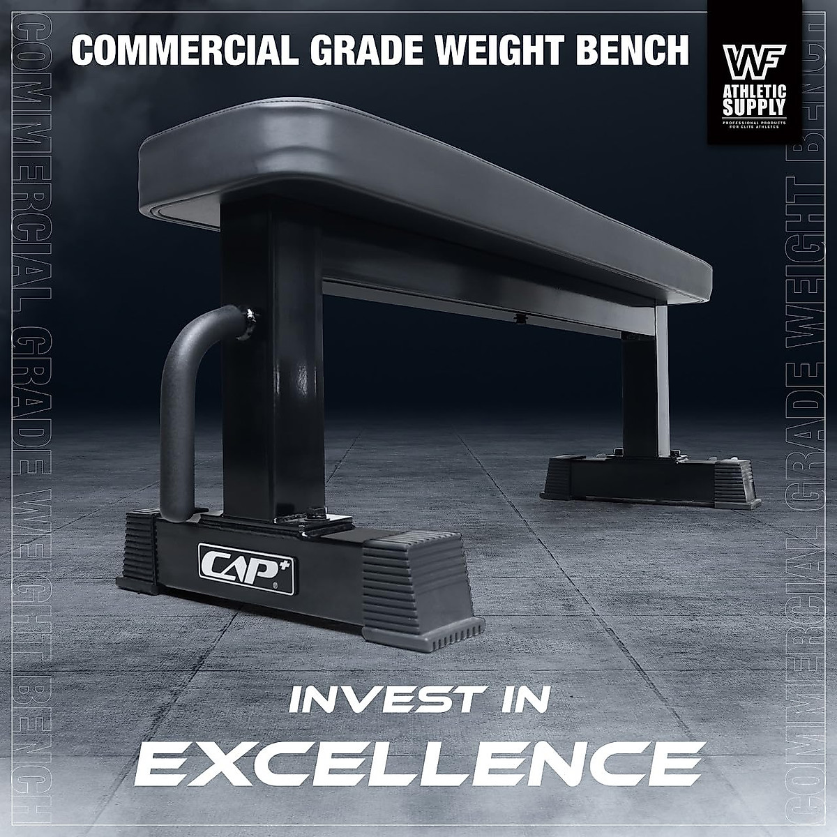 CAP Barbell Commercial Grade Weight Bench Flat/Incline/Decline Utility Exercise Olympic Workout Bench for Full Body Workout (Utility Flat Bench, White)