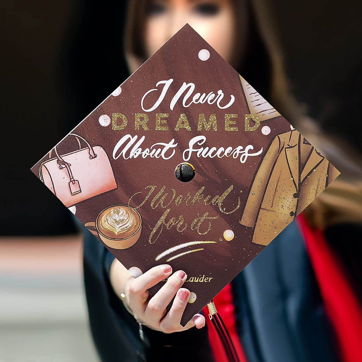 Once Upon A Time Graduation Cap Topper with Flowers, Grad Cap Decorations, Class of 2025 Grad Cap Topper, I never dreamed about success it. Estee Lauder