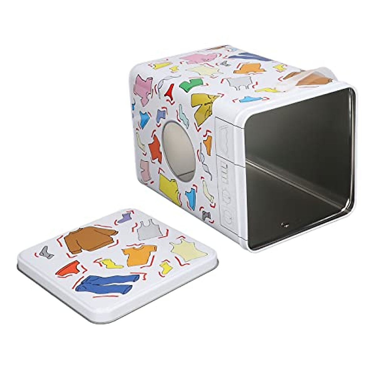 Laundry Detergent Container, Powdered Laundry Detergent Container with Perspective Window Lid Laundry Detergent Powder Storage Tin Box, Washing Machine Appearance Large Capacity Storage Box
