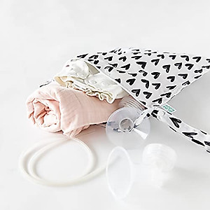 Bumkins Waterproof Wet Bag, Washable, Reusable for Travel, Beach, Pool, Stroller, Diapers, Dirty Gym Clothes, Wet Swimsuits, Toiletries, 12x14 – Black Hearts