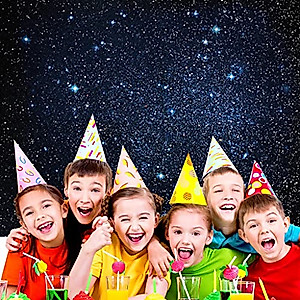 ASOONYUM 7x5ft Starry Night Photo Backdrop Sky Galaxy Star Blue Universe Space Theme Starry Background for Photography Kids Boy 1st Happy Birthday Banner Newborn Baby Shower Photo Studio Booth