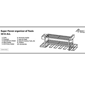 Make It Easy - Super Power Organizer Of Tools - 10 in ALL - Power Tool Storage Rack - Power Tool Organizer Shelf - Heavy Duty Floating Tool Shelf