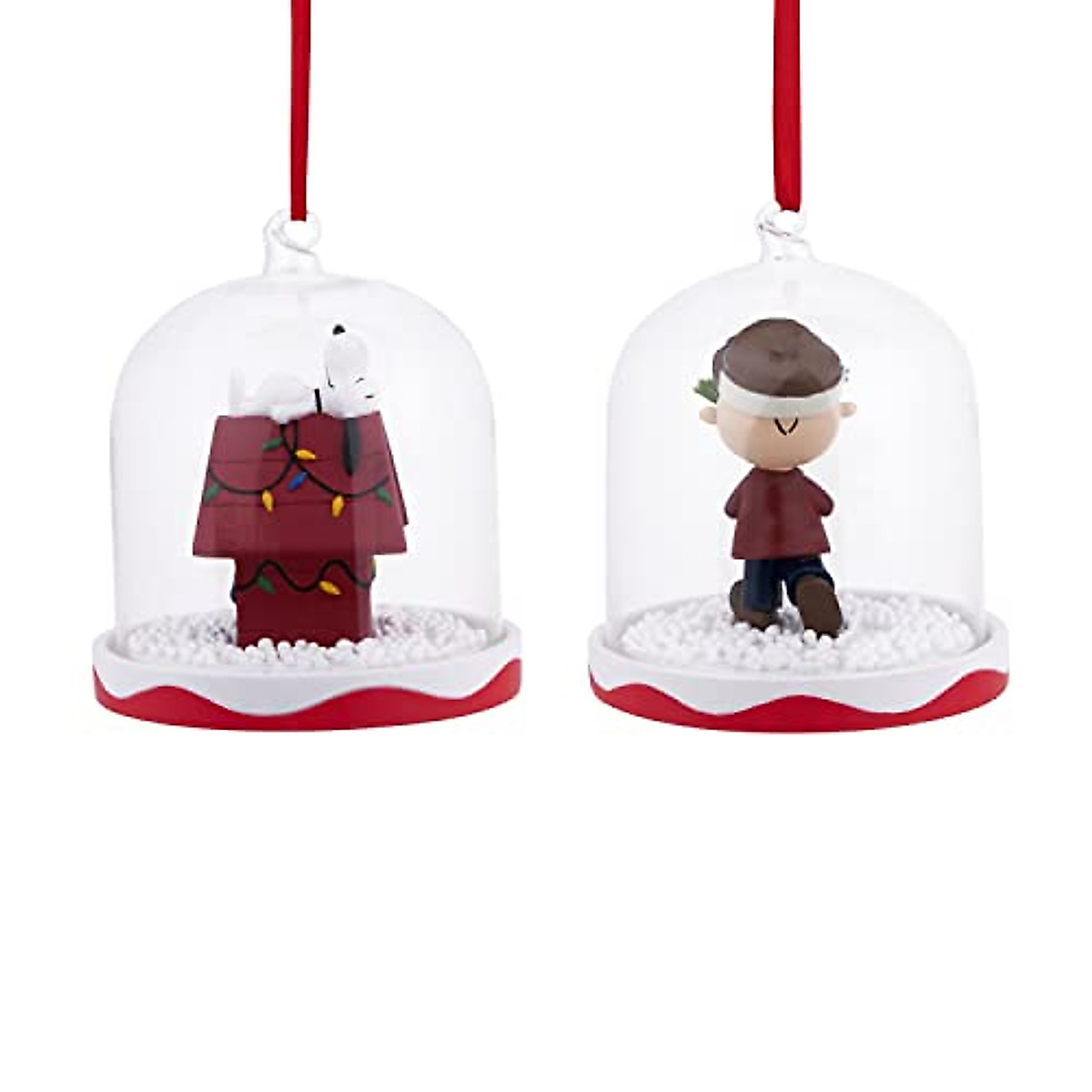 Hallmark Peanuts Charlie Brown and Snoopy Snow Globe Christmas Ornaments, Set of 2 (0003HCM1089)