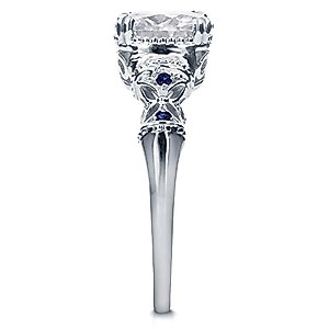 Kobelli Antique Style Cushion-cut Moissanite (GH) Engagement Ring with Blue Sapphire 1-3/4ct TGW 14k White Gold - Size 7
