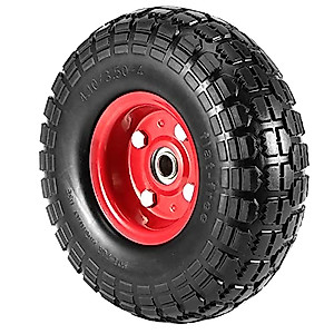 HEIHAK 10 Inches 4.10/3.50-4 Flat Free Hand Truck Tire with 5/8-Inch Center Shaft Hole, Flat Free Tire Wheel for Wagon, Dolly, Hand Truck, 220 lbs Max Load Bearing Capacity