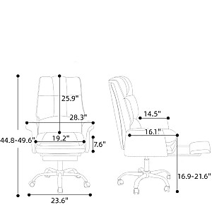 Ergonomic Reclining Office Chair with Footrest Heavy Duty Office Chair - Give Your Back The Comfort and Support It Deserves Office Chair with Built-in Footrest Reclining Duty Office Chair (Black)