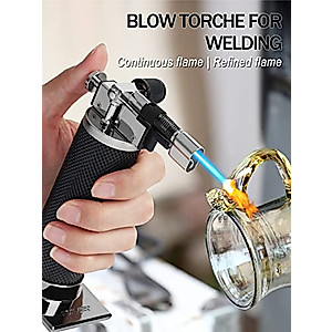 ravs Butane Torch Lighter with DUAL Flame Mode, Refillable Kitchen Torch Lighter Cooking Torch, Blow Torch with Safety Lock and Adjustable Flame, Soldering Torch for Welding, Resin Art, Industrial