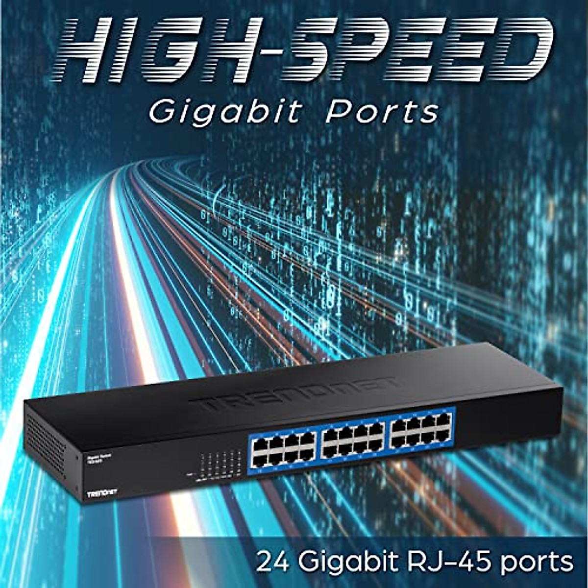 TRENDnet 24-Port Gigabit Switch, TEG-S25, 24 x Gigabit RJ-45 Ports, 48Gbps Switching Capacity, Fanless Design, Metal Enclosure, Internal Power Supply, Lifetime Protection, Black