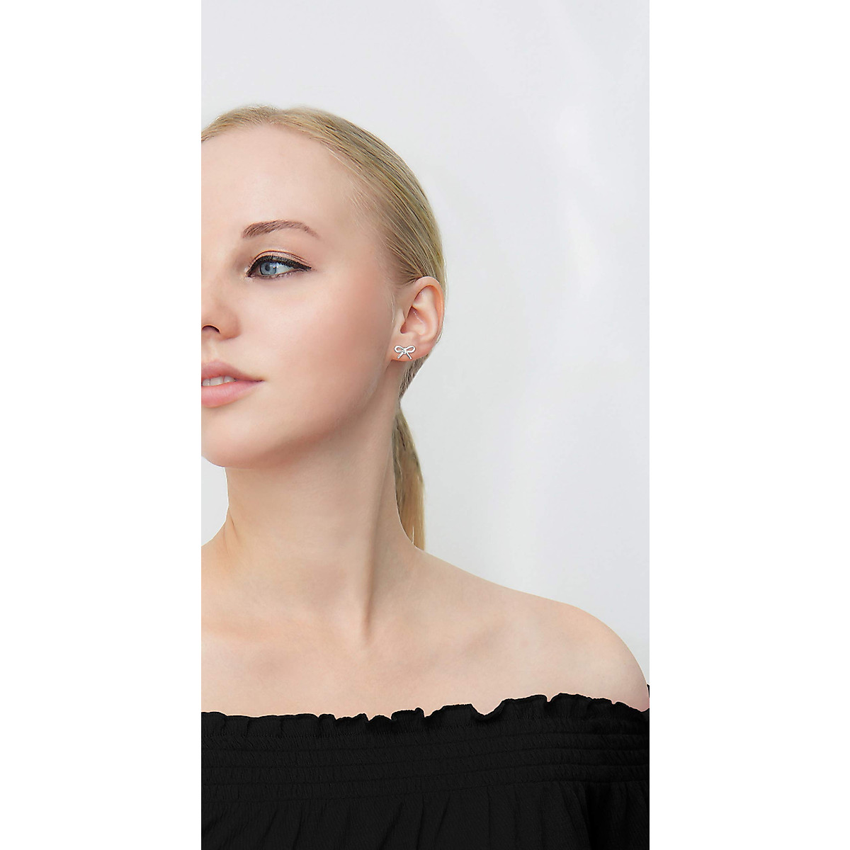 AUBE JEWELRY Hypoallergenic 925 Sterling Silver Bow Stud Earrings for Women