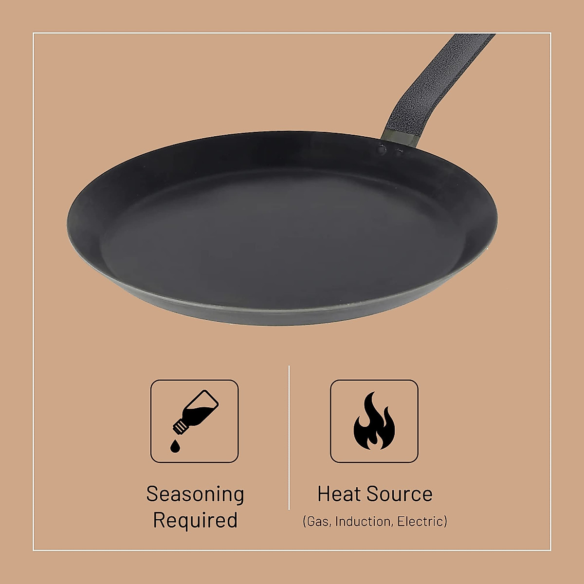 de Buyer Blue Carbon Steel Crepe & Tortilla Pan - 9.5” - Ideal for Making & Reheating Crepes, Tortillas & Pancakes - Naturally Nonstick - Made in France