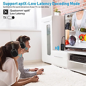 [Bluetooth Transmitter & Receiver] YMOO Bluetooth 5.3 Audio Adapter for TV/Airplane/Bluetooth Headphones/Speaker, 3.5mm Jack Aux HiFi Stereo, Dual Link AptX Adaptive, Low Latency for Flight, Travel