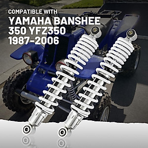 OUMURS Adjustable Front Shock Absorber Compatible with Yamaha Banshee 350 YFZ350 1987-2006 Replace 3GG-23350-10-P0 3GG-23350-20-35 3GG-23350-20-6W White Spring ATV 368mm