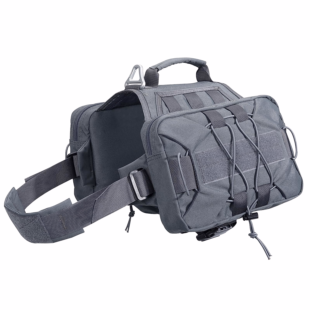 EXCELLENT ELITE SPANKER Dog Pack Hound Dog Saddle Bag Backpack for Travel Camping Hiking Medium & Large Dog with 2 Capacious Side Pockets(Gry-L)