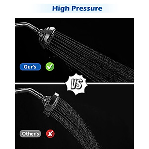 High Pressure Shower Head VMASSTONE 4.7" Rain Fixed Showerhead 7-Spray Setting with Adjustable Brass Swivel Ball Joint - Excellent Replacement for Your Bath Shower Head (FM-001 Matte Black)