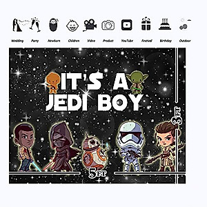 Jedi Baby Shower Banner 5x3ft Its a Boy Baby Shower Backdrop A Little Jedi is on The Way Baby Shower Decor Background for Boy Party Supplies