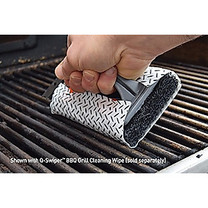 Q-Swiper BBQ Grill Brush with Stainless Steel Scraper. Bristle Free and Wire Free Cleaning. Safe Way to Remove Grease and Grime. Ideal use with The Q-Swiper Grill Cleaning Wipes (Sold Separately).