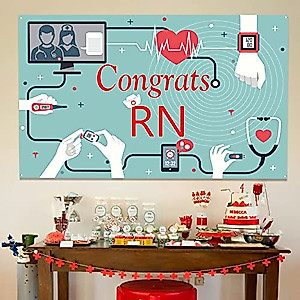 Labakita Congrats RN Backdrop Banner, Nurse Graduation Decorations, Congrats Nurse Banner, Nurse Grad Sign, Medical School Nursing BSN RN Graduation Ceremony Decorations
