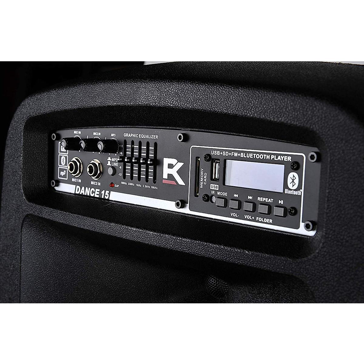 Proreck Dance 15 Portable 15-Inch 2000 Watt 2-Way Powered PA Speaker System Combo Set with Bluetooth/USB/SD Card Reader/FM Radio/Remote Control/LED Light