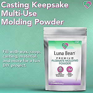 Alginate Molding Powder Refill for Hand Casting Kit - Non-Toxic Casting Plaster Material - 1lb (454g) - Perfect for Anniversaries, Birthdays, & Family Activities - Create-a-Mold by Luna Bean