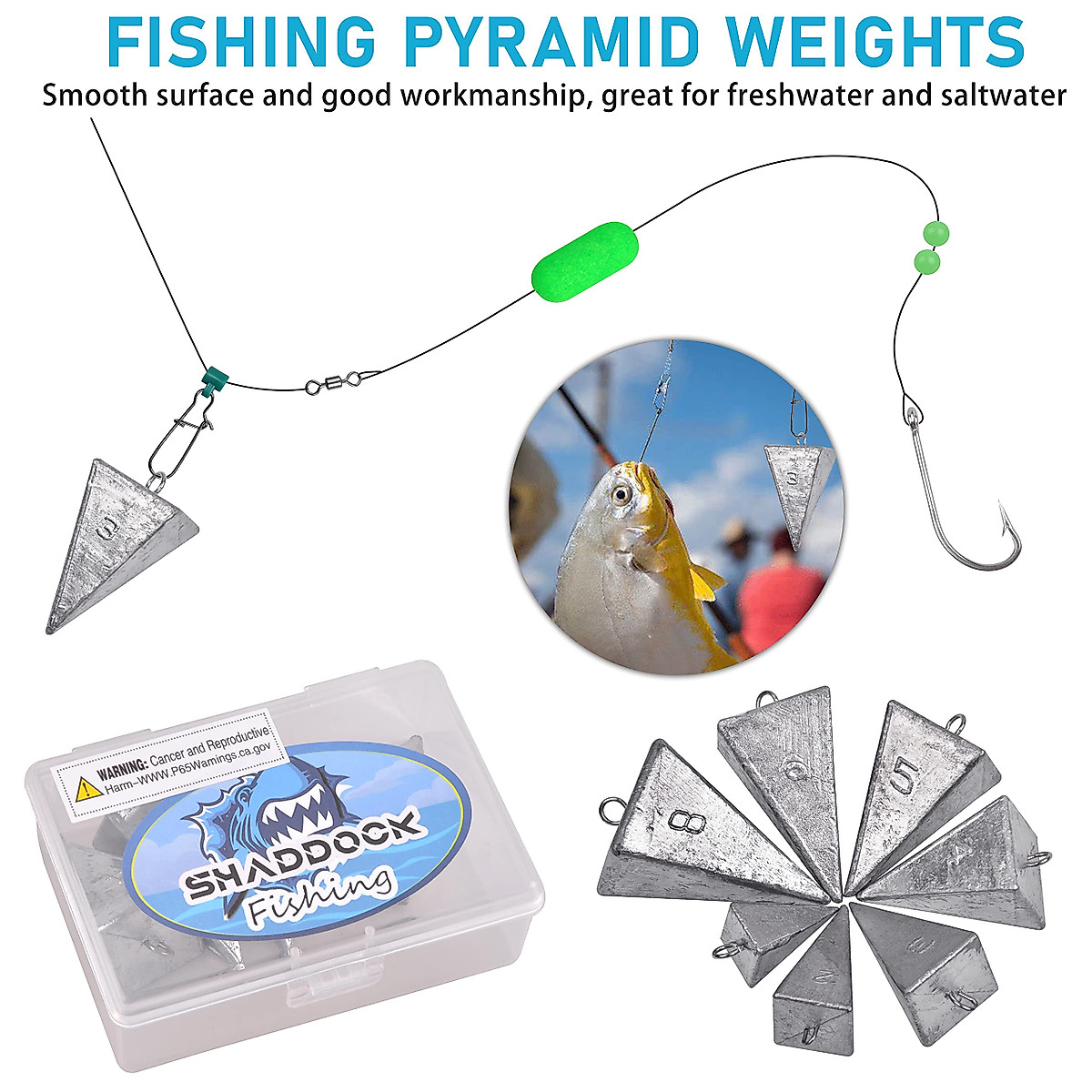 Pyramid Sinker Fishing Weights Surf Fishing Sinkers Saltwater Fishing Weights Fishing Gear Tackle 1oz-8oz (4pcs 8oz)