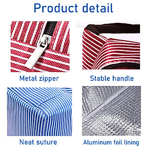 Lunch Tote Bag 4PCS Reusable Lunch Bag Portable Insulated Cooler Bag Thermal Lunch Organizer Bag for Work Picnic (Green+Red+Brown+Blue) Group02