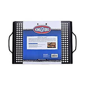 Kingsford Heavy Duty Non-Stick Grill Topper | Non-Stick, Rust Resistant Grill Pan with Handles | Easy to Use BBQ Grill Accessories Made from Durable Carbon Steel | Kingsford Grill Accessories