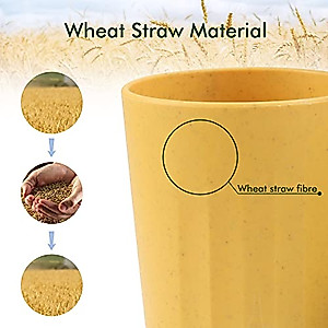 Wheat Straw Dinnerware Sets (28Pcs) POTENTCERA Microwave Dishwasher Safe Unbreakable Dinnerware, Kids Toddler Camping Plates Cups and Bowls Set Picnic Dishes Dorm Dishware Reusable Lightweight