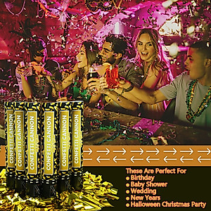 Confetti Cannon Gold Party Poppers - 6 Pack 12 Inch Confetti Poppers for Wedding Celebration Birthday Party Celebration Baby Shower Decorations Christmas New Year Graduation
