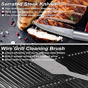 POLIGO 24PCS BBQ Tools Set Grill Accessories for Outdoor Grill Utensils Stainless Steel Grilling Tools Set for Fathers Day Birthday Present, Barbecue Accessories Kit Ideal Grilling Gifts for Men Women