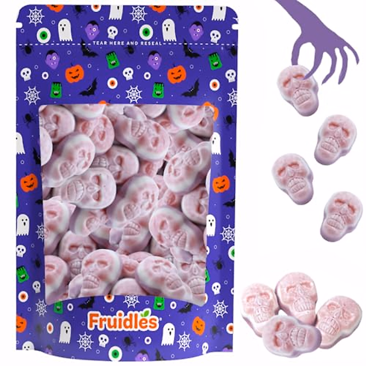Fruidles Gummy Skulls Halloween Candy, Trick-Or-Treat Party Bag Fillers, Party Favor (Half-Pound