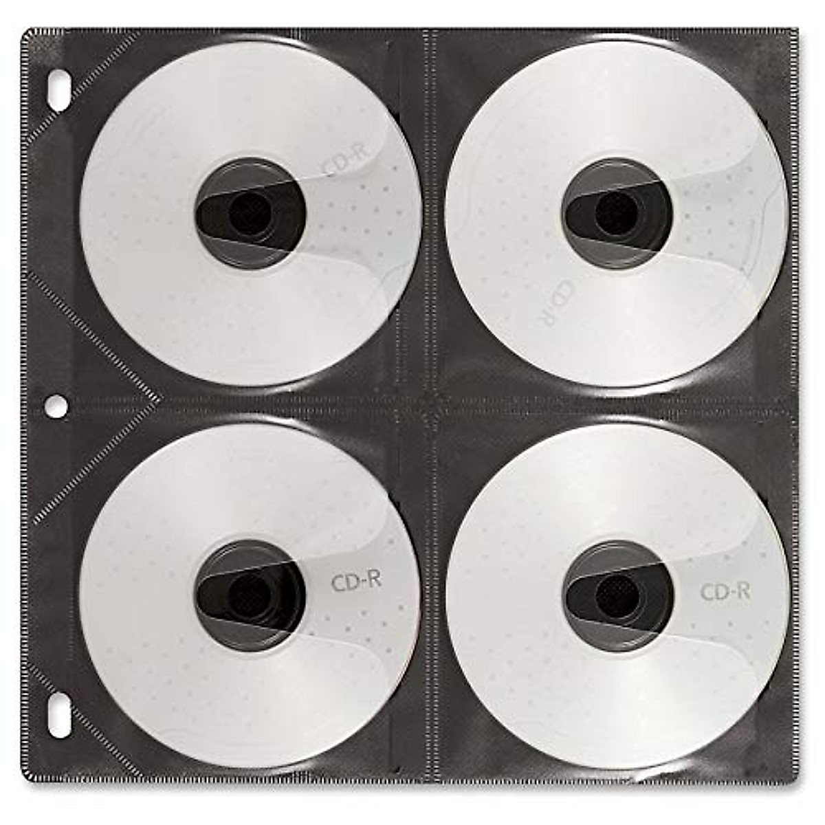 Vaultz CD Insert Pages, 3 Hole Punched, 10 x 10.875 Inches, 8 CDs/Page, 50 Pages/Pack, Black (VZ01415)