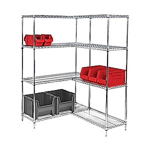 Quantum Storage Systems Wire 4-Shelf Add-on Unit - 12" x 36" x 74" - Chrome