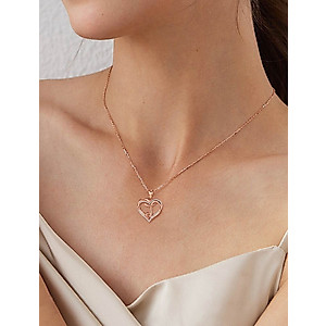 INFUSEU J Initial Necklace Women Letter Heart Jewelry Rose Gold Pendant