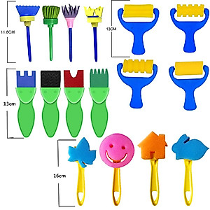 Fycooler Kids' Art Paintbrushes-Kids Paint Brushes Sponge Kits Painting Tool Kit 40Pcs Paint Supplies Painting Brushes Drawing Tools Kits,Children Early DIY Learning Paint Sets for Kids Toddlers