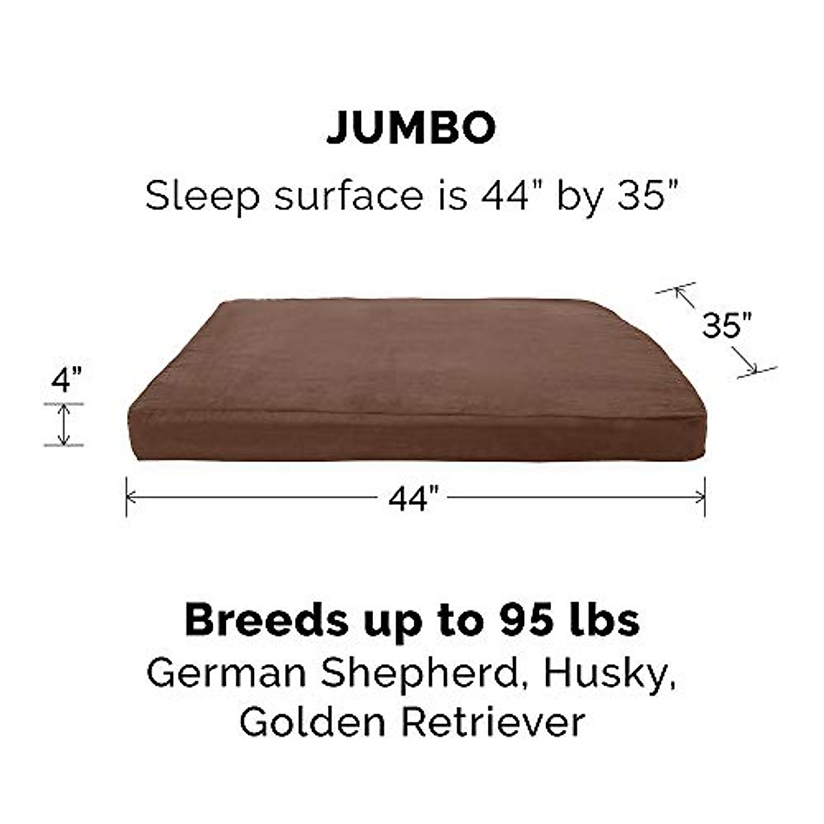 Furhaven XL Memory Foam Dog Bed Quilted Suede Mattress w/ Removable Washable Cover - Espresso, Jumbo (X-Large)
