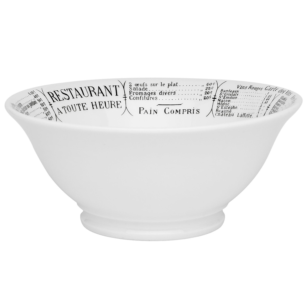 Pillivuyt Brasserie 2-1/2 Cup Porcelain Footed Salad Bowl