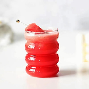 Ework4U 4 Pcs Drinking Glasses with Bamboo Lids and Glass Straw 14oz Glassware Set,Cocktail Glasses,Iced Coffee Glasses,Beer Glasses,Ideal for Water,Soda,Tea,Gift - with Cleaning Brushe