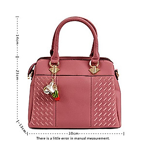 Poxas Womens Crossbody bag Purses Top Handle Shoulder Bags Plus Handbags Wallet (Pink)