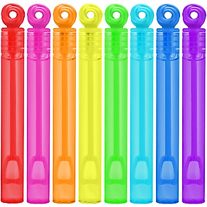 Goodie Bags Stuffers for Kids Party, 32 Pack Mini Neon Bubble Wands for Party Favors Supplies in Gift Box, Classroom School Reward, and Pinata Filler Toys, Birthday Decorations, Small Halloween Treats